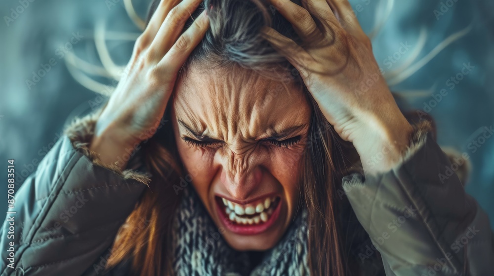 Frustrated Woman Screaming And Pulling Hair. Mental Health, Emotional ...