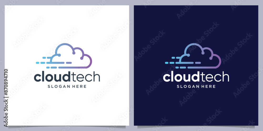 Cloud tech logo design template. Cloud digital technology logo design ...