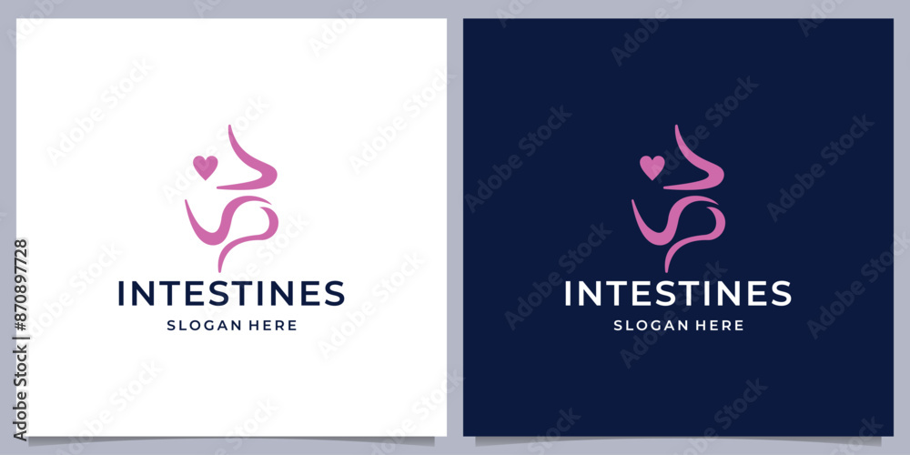 abstract digestion logo design, intestine line concept with love ...