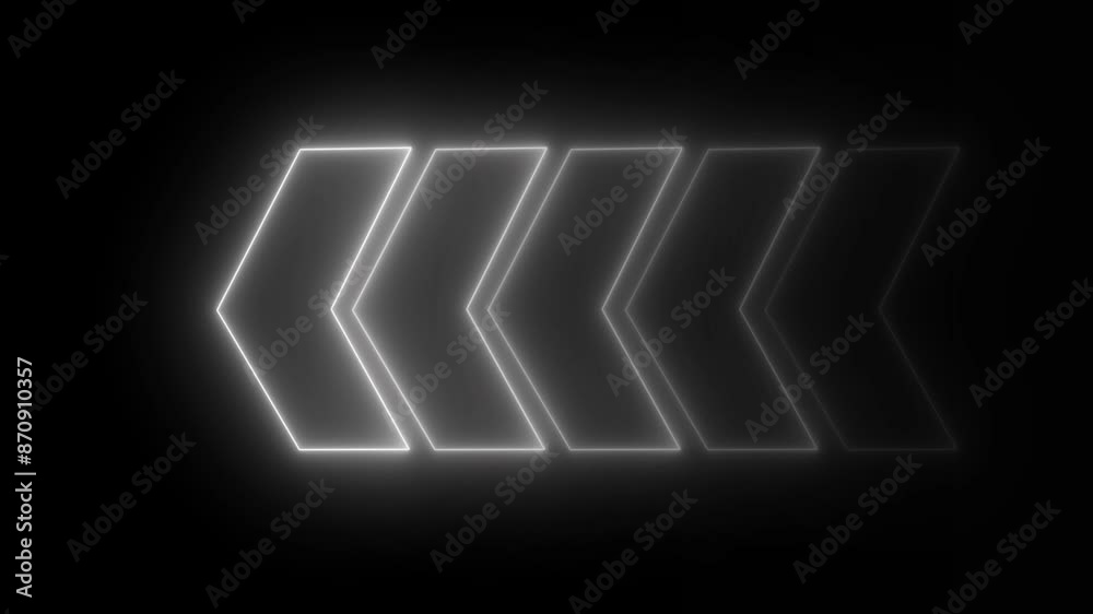 Black and white neon single line directional left blinking arrow ...