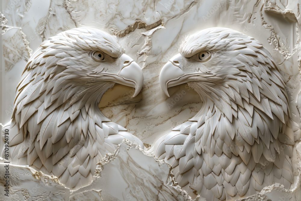 Grayscale depth map in black and gray. Bald Eagle head coin design in ...