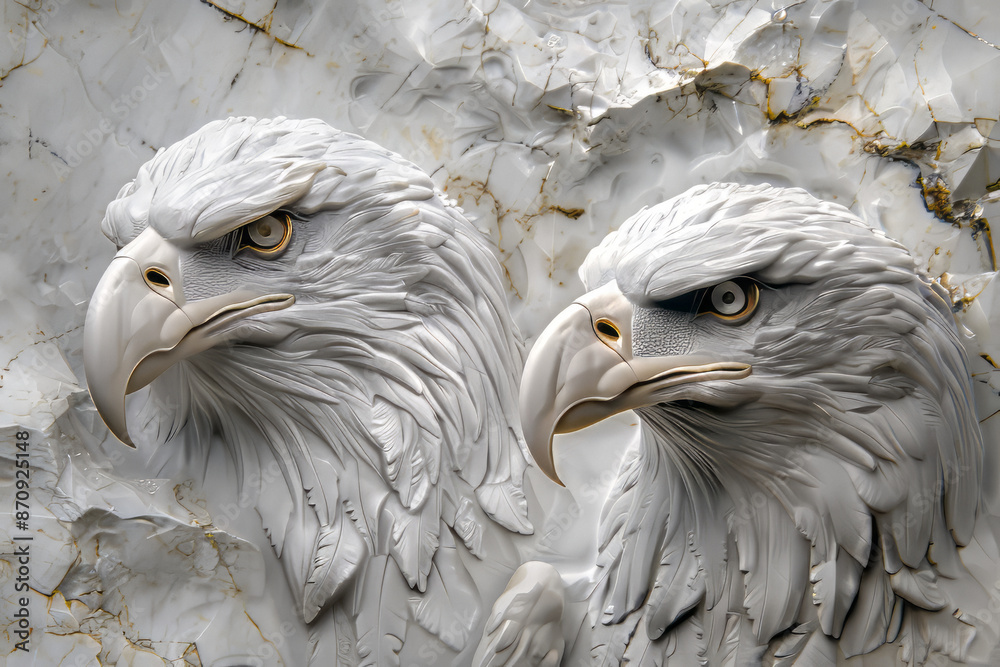 Grayscale depth map in black and gray. Bald Eagle head coin design in ...