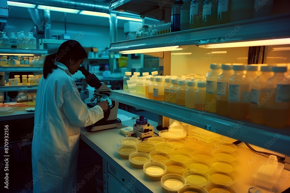 Tissue culture laboratory, sterile environment, Petri dishes ...