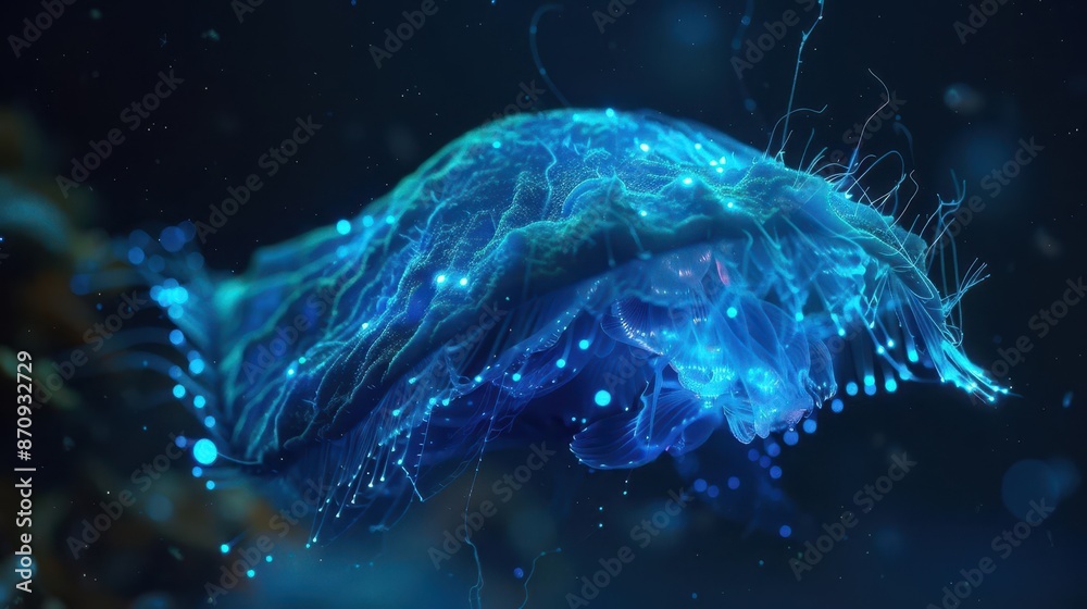 bioluminescent deepsea creatures illuminate inky black waters alienlike ...