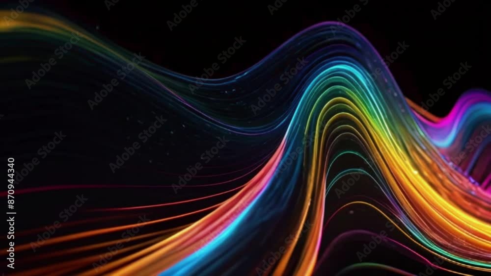 Futuristic holographic animation of dispersion glass wave lines moving ...