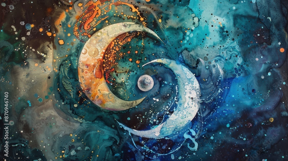 Watercolor painting of karma symbols Stock Illustration | Adobe Stock