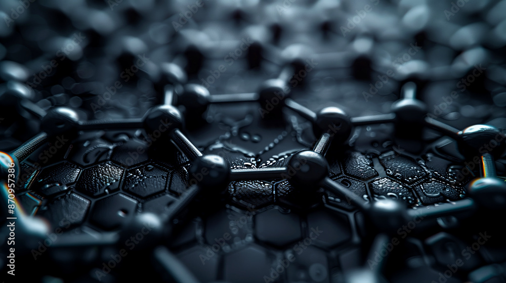 Graphene molecular grid, graphene atomic structure concept, hexagonal ...
