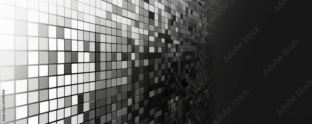 A mosaic pixel background with a gradient from black to white. The ...