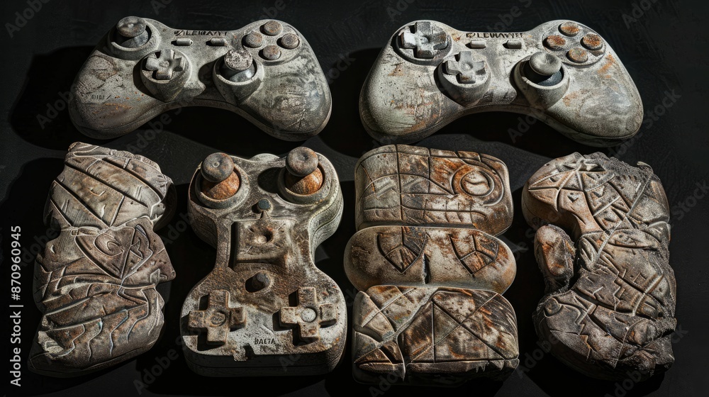 Hyper-realistic image of ancient fossilized gaming controllers found in ...