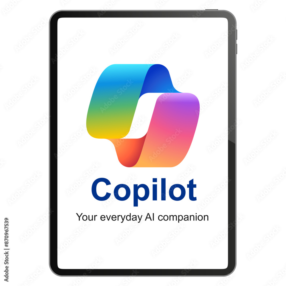 Microsoft Copilot logo on a tablet screen, Microsoft 365 Copilot is an artificial intelligence ...