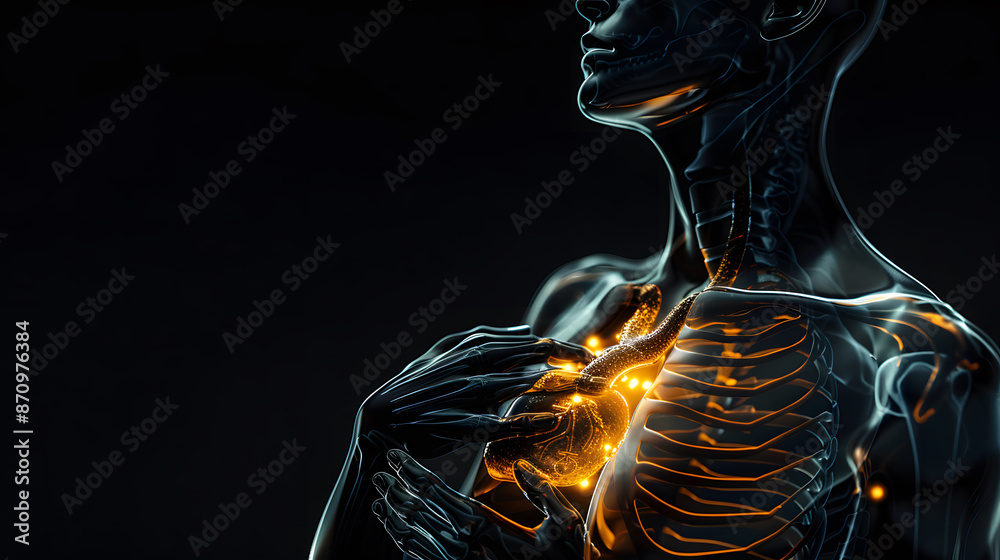 anatomy of the chest in a medical context with this 3D render ...