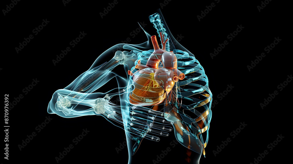 anatomy of the chest in a medical context with this 3D render ...