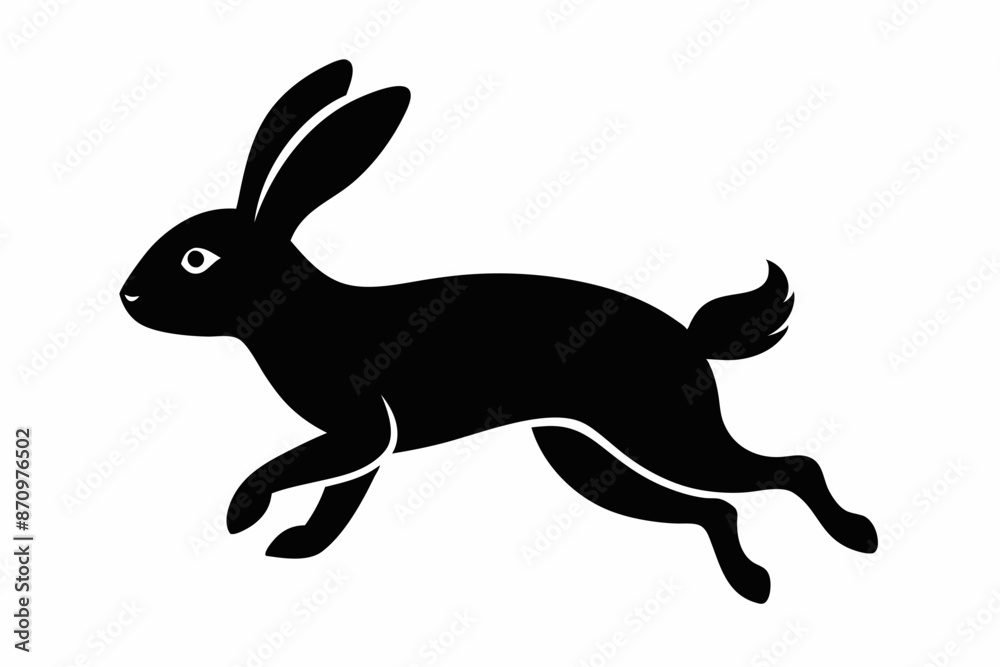 black and white rabbit silhouette, rabbit vector illustration, rabbit ...
