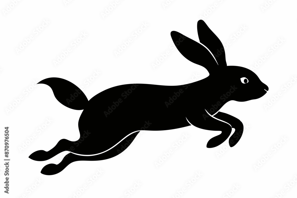 black and white rabbit silhouette, rabbit vector illustration, rabbit ...