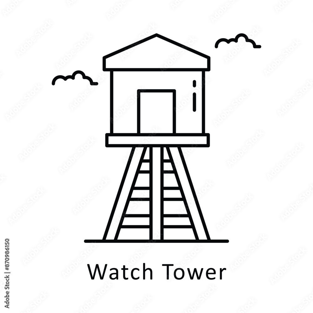 Watch Tower vector outline Design illustration. Symbol on White ...
