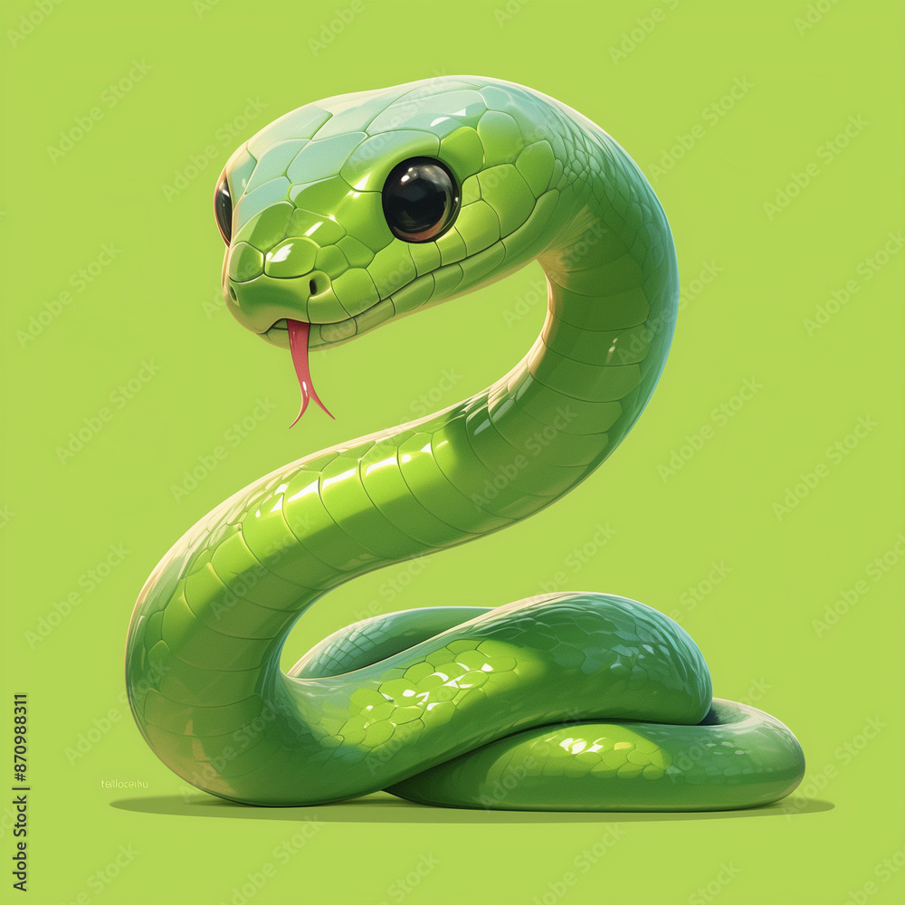 Green snake illustration concept graphic design. The green wooden snake ...