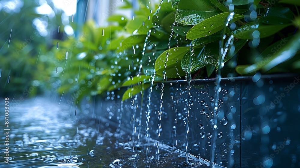 Realistic Photo of a Rainwater Harvesting System: Capture a residential ...