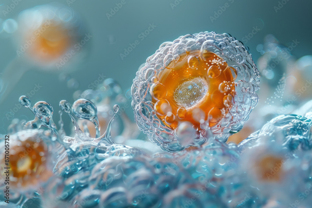 Macro view of an embryo at the blastocyst stage under a microscope ...