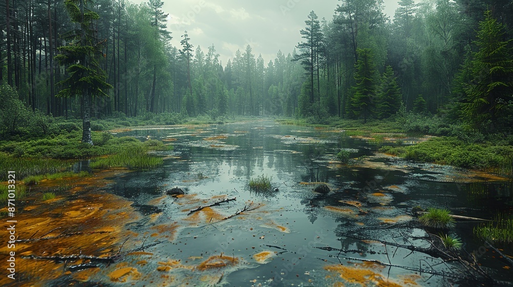 Captivating realistic photo of acid rain damage on a forest ecosystem ...