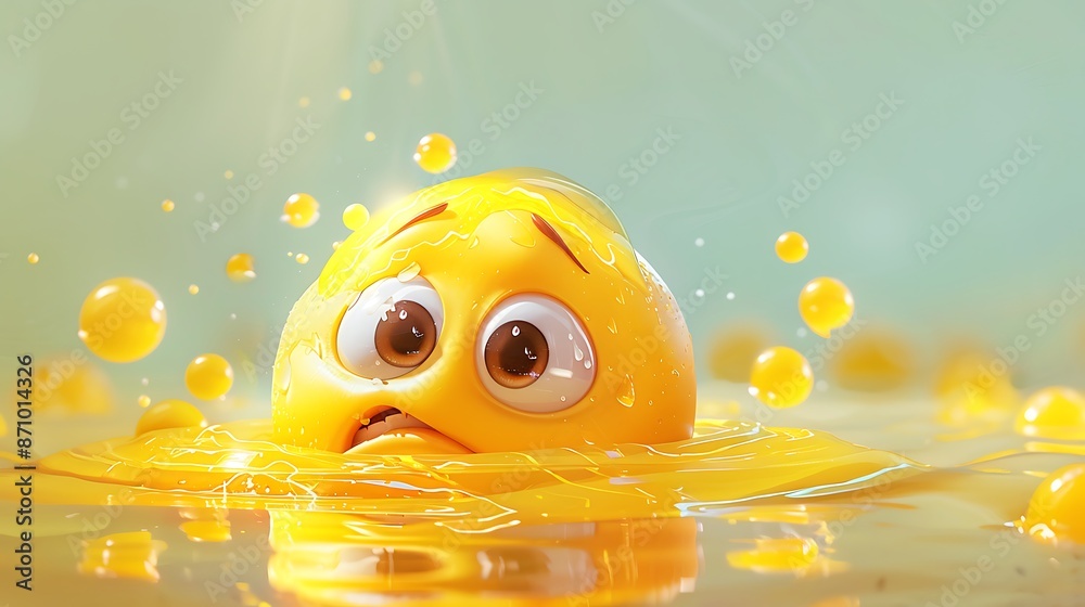 Poster, Foto Design an artwork of a pleading emoji with big, watery ...