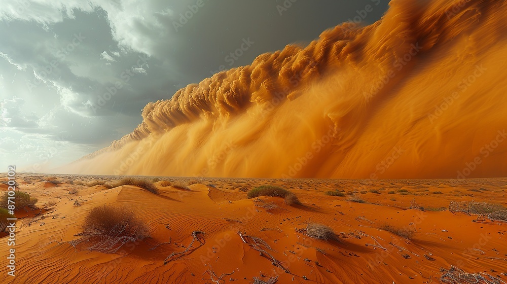 Stunning realistic photo of a sandstorm in a desertified region ...