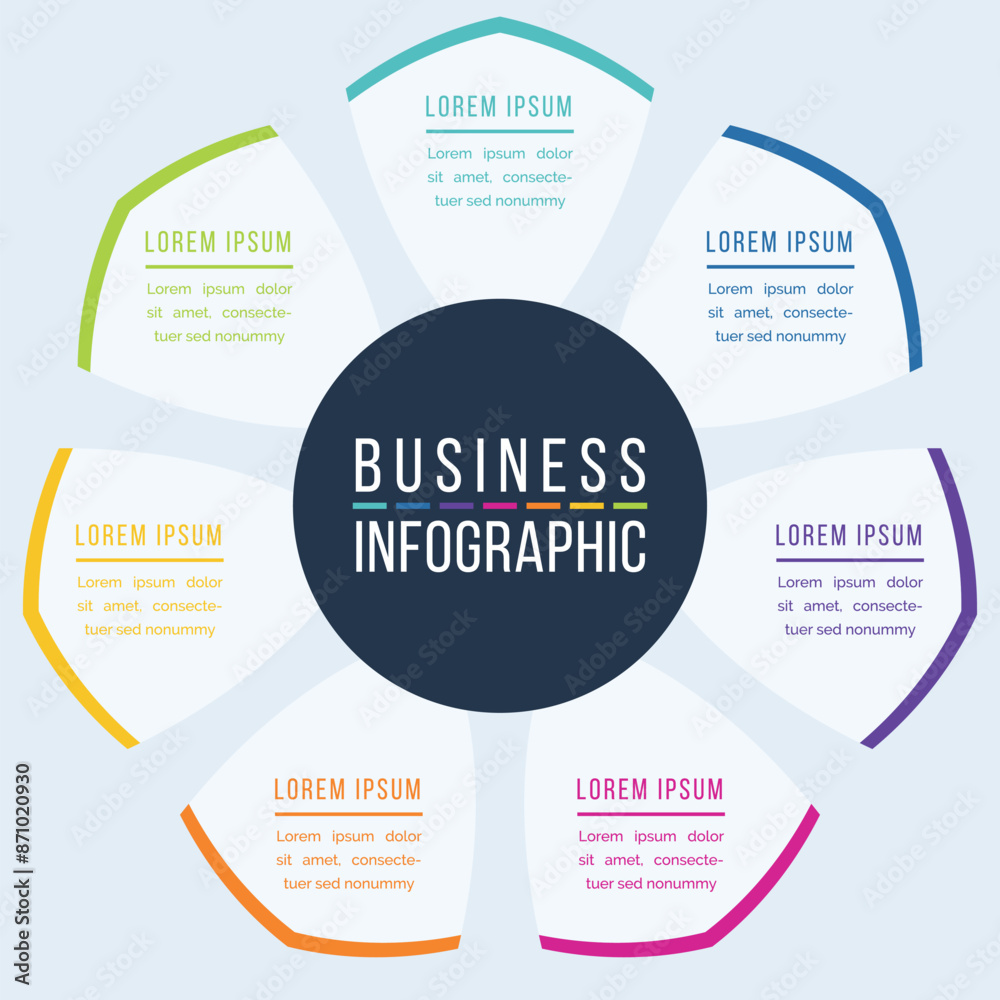7 Options Infographic circle design 7 steps, objects, elements or ...
