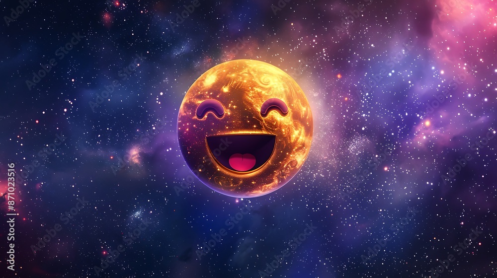 Generate an image of a cosmic emoji with stars and galaxies. Stock ...