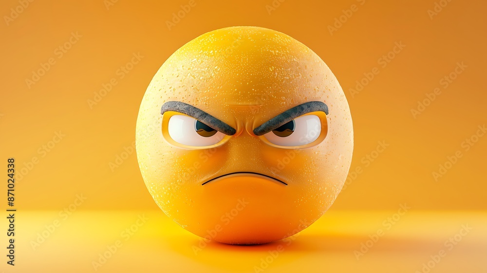 Generate an image of a determined emoji with a strong-willed look ...