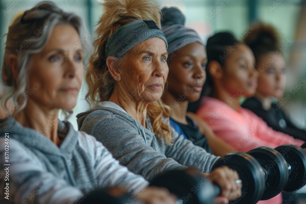 Diverse Group of Women Weight Training. Group of women of different ...