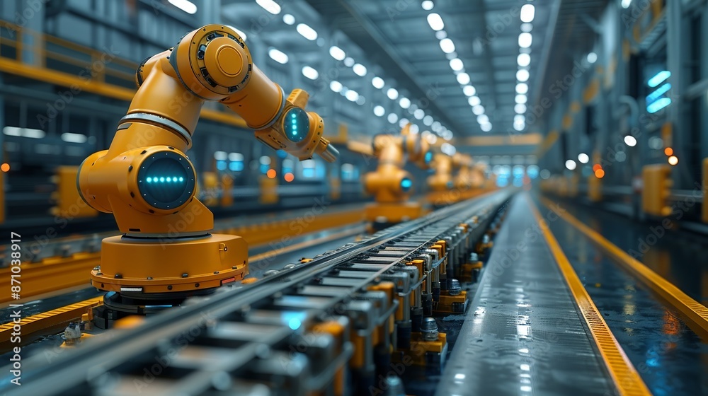 Futuristic concept art of smart factories powered by AI and IoT ...