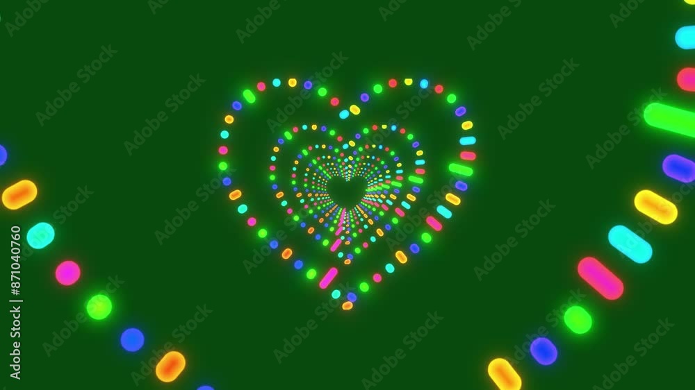 Music Equalizer Animated Heart Symbol Tunnel On Green Screen Background ...