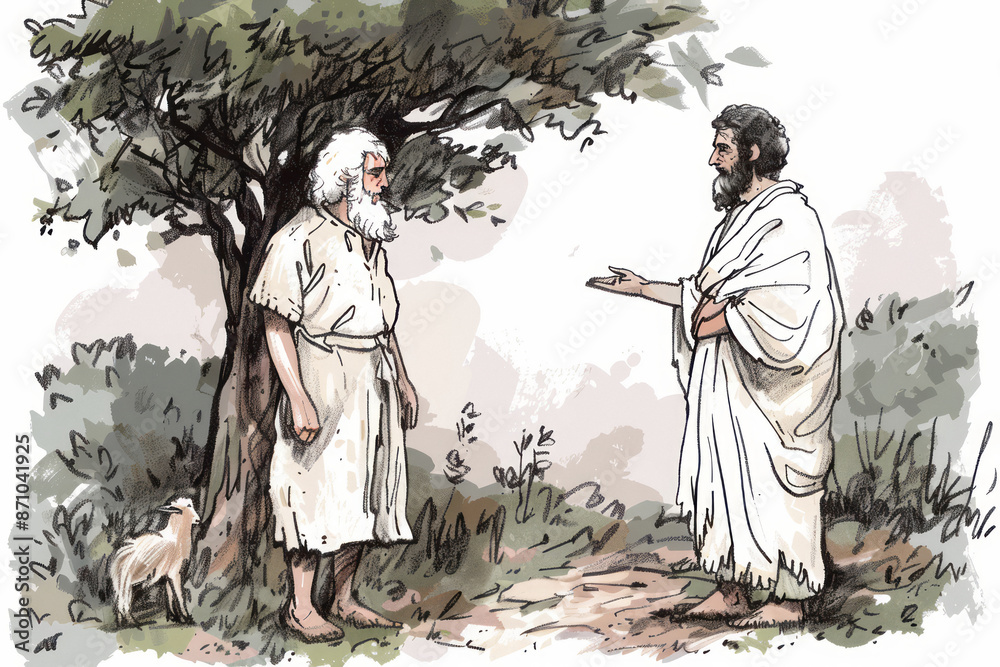 Bible passage Jacob deceiving his blind father, Isaac, to receive the ...