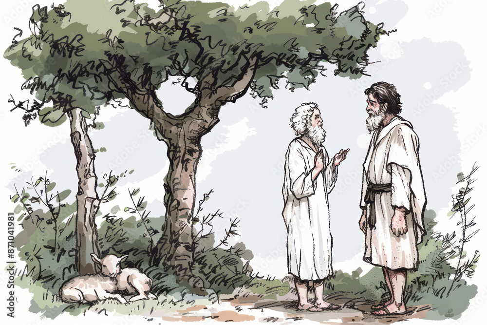 Bible passage Jacob deceiving his blind father, Isaac, to receive the ...