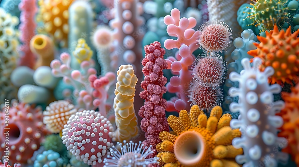 Microscopic view of diverse bacterial colonies to depict microbiology ...