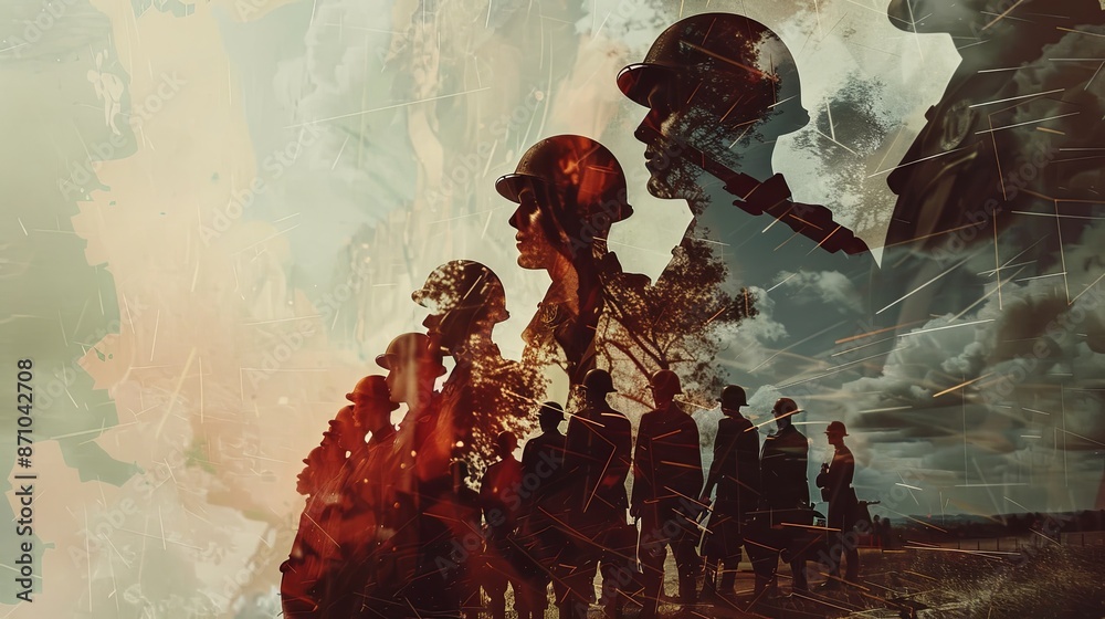 Iconic World War 2 Propaganda Poster with Double Exposure Symbolizing ...