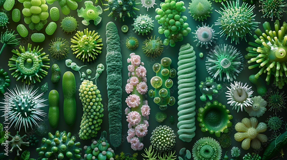 Visual guide to microbial ecology, illustrating interactions between ...