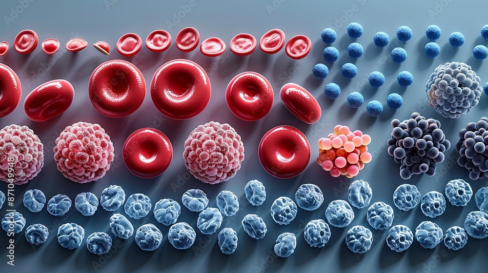 Hematology poster: blood cell types, hematologic disorders like ...