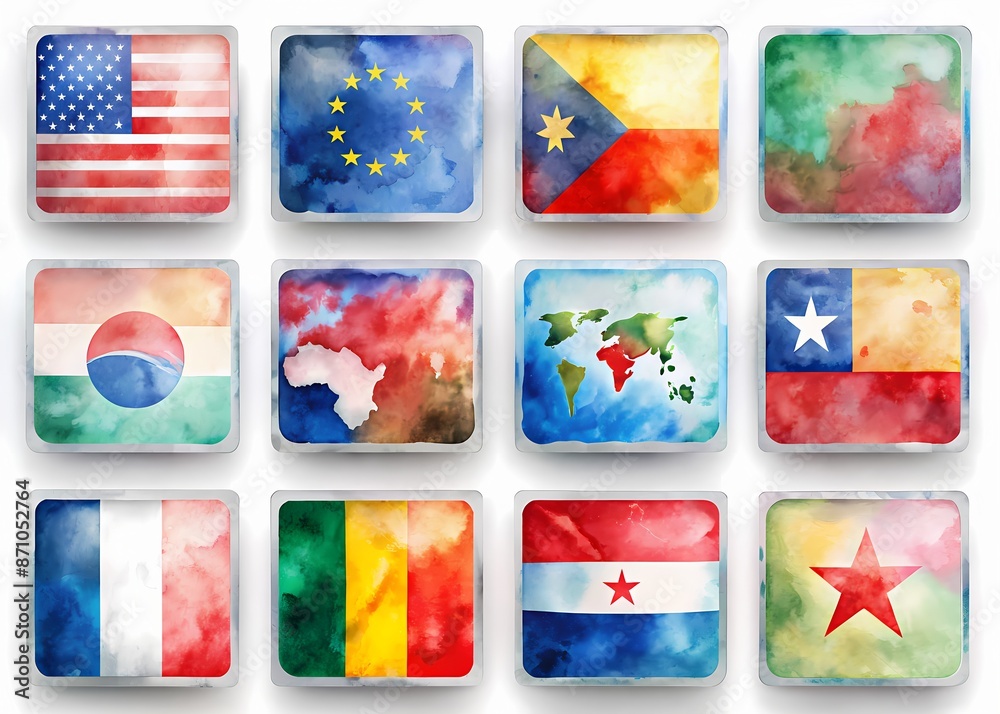 All world flags - vector set of square icons. Part 1 of 2 Stock ...
