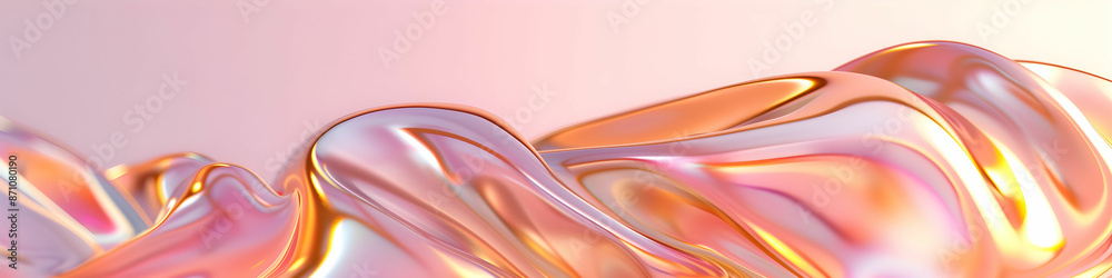 pastel web banner background abstract 3d glass fluid shape on plain ...