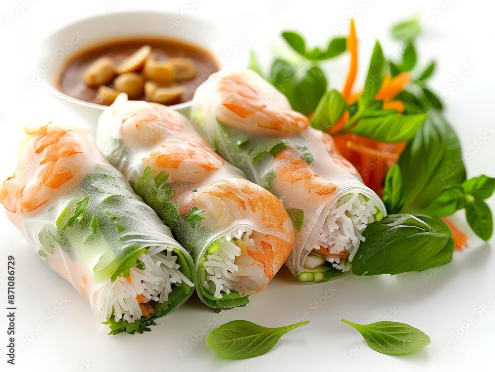 Fresh Vietnamese spring rolls with shrimp, rice noodles, and herbs ...