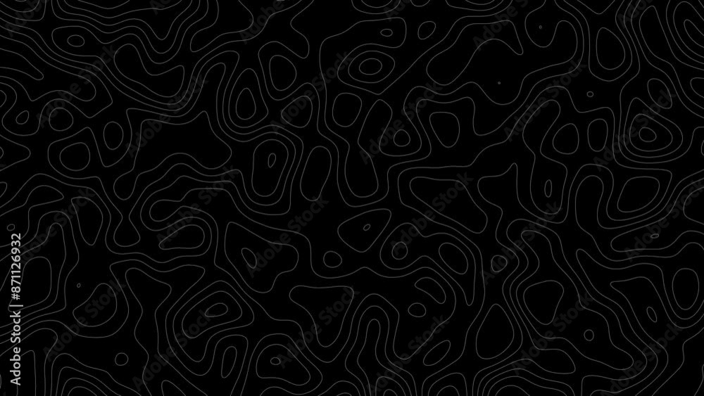 Gray outline topographic contour map abstract tech motion graphic ...
