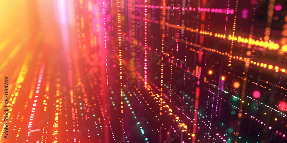 Neon Background with Digital Binary . neon background, digital binary, glowing lights ...