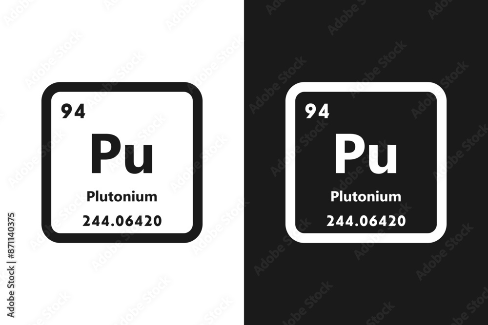 Plutonium, Pu, chemical periodic element icon. The chemical element of ...