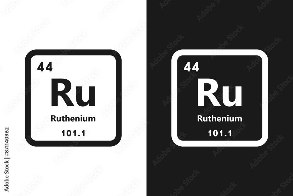 Ruthenium , Ru, chemical periodic element icon. The chemical element of ...