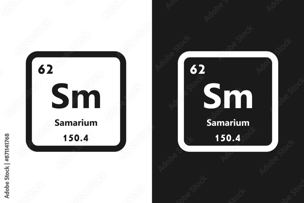 Samarium, Sm, chemical periodic element icon. The chemical element of ...