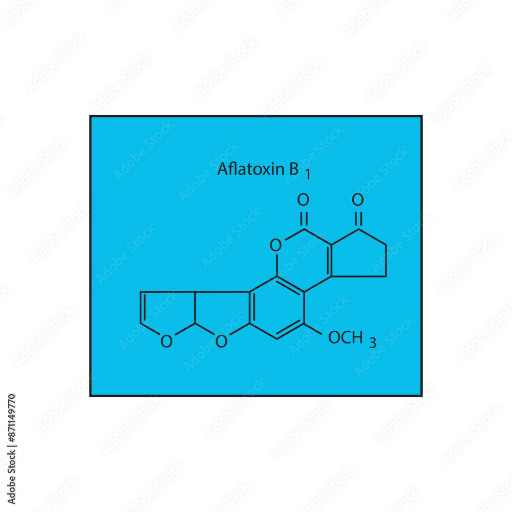 Aflatoxin B1 skeletal structure diagram.mycotoxin compound molecule ...