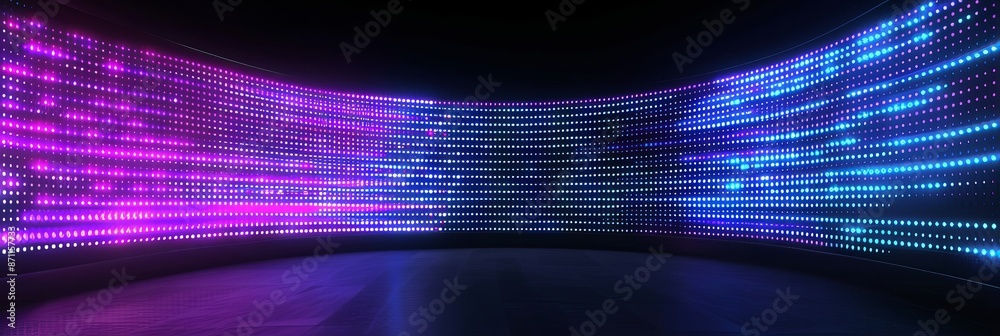 Authentic concave LED display for a wall or platform. Large TV display ...