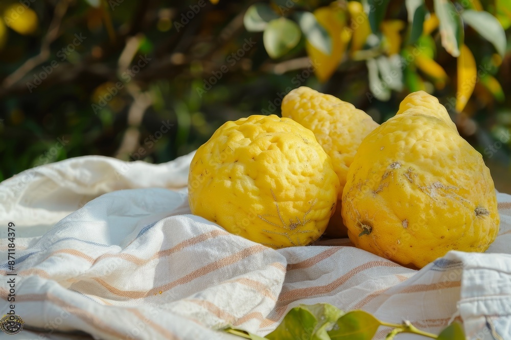 Etrog citrus fruit used in Sukkot a Jewish holiday in autumn Sukkot is ...