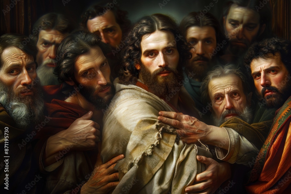 Fotografie, Obraz Sacred depiction: portrait of Jesus Christ with his ...