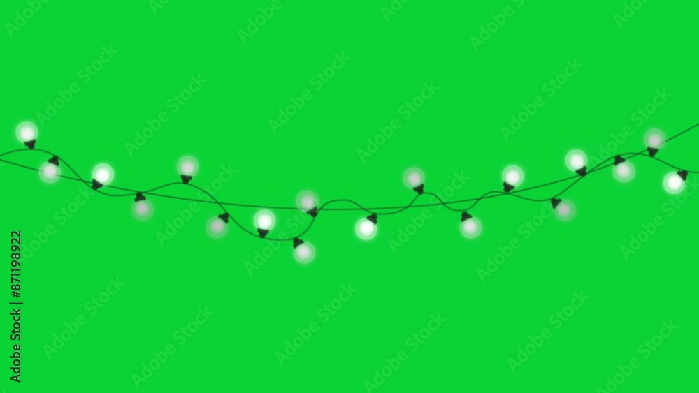Light Garland, fairy lights on green screen with the alpha channel ...